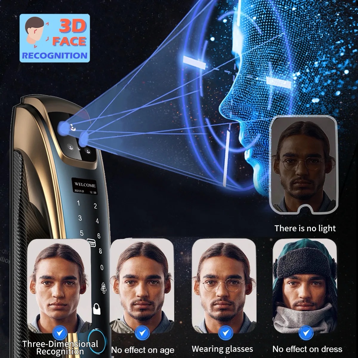 Lux Gold Face Recognition Smart Lock TUYA Zinc Alloy – Sonics.lk